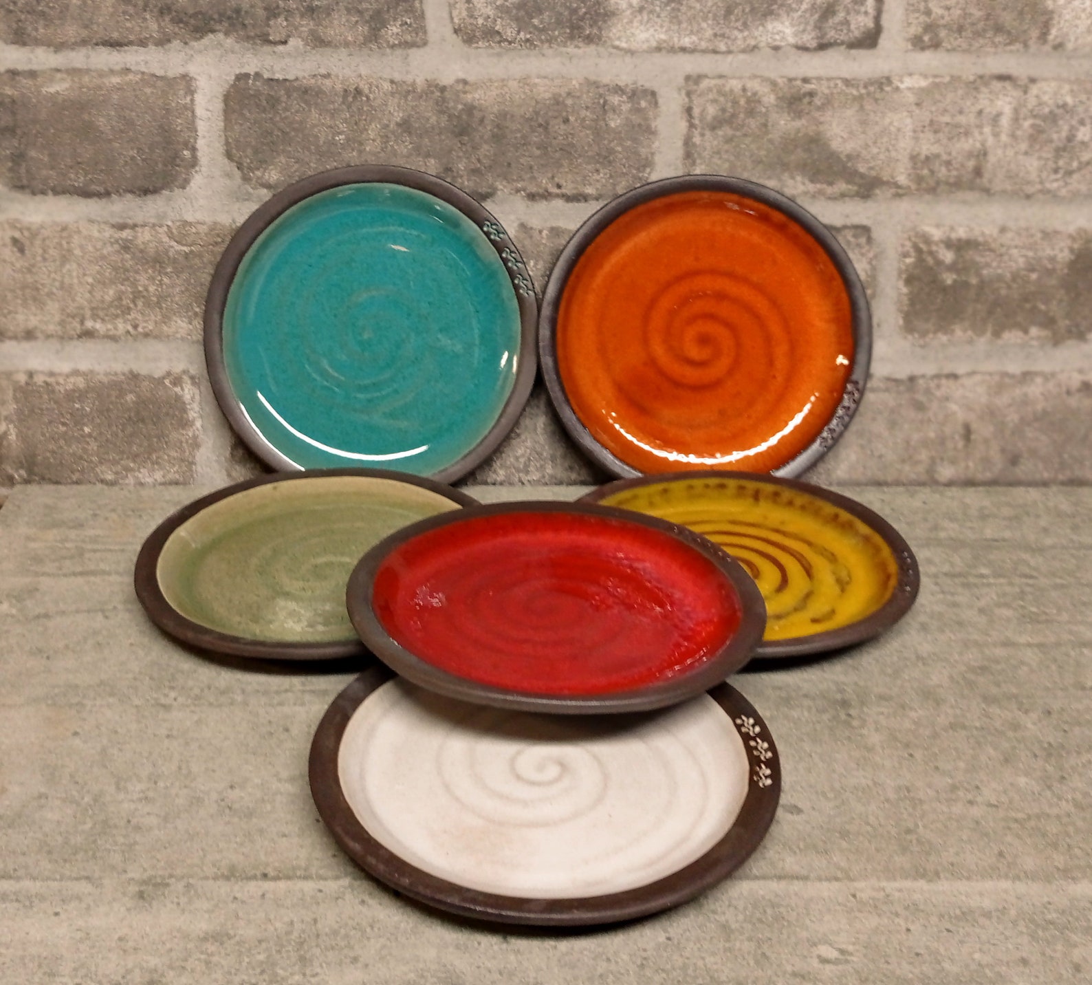 Handmade Ceramic Cake Plates: Colorful Pottery Dishes, Set of 6 - Etsy