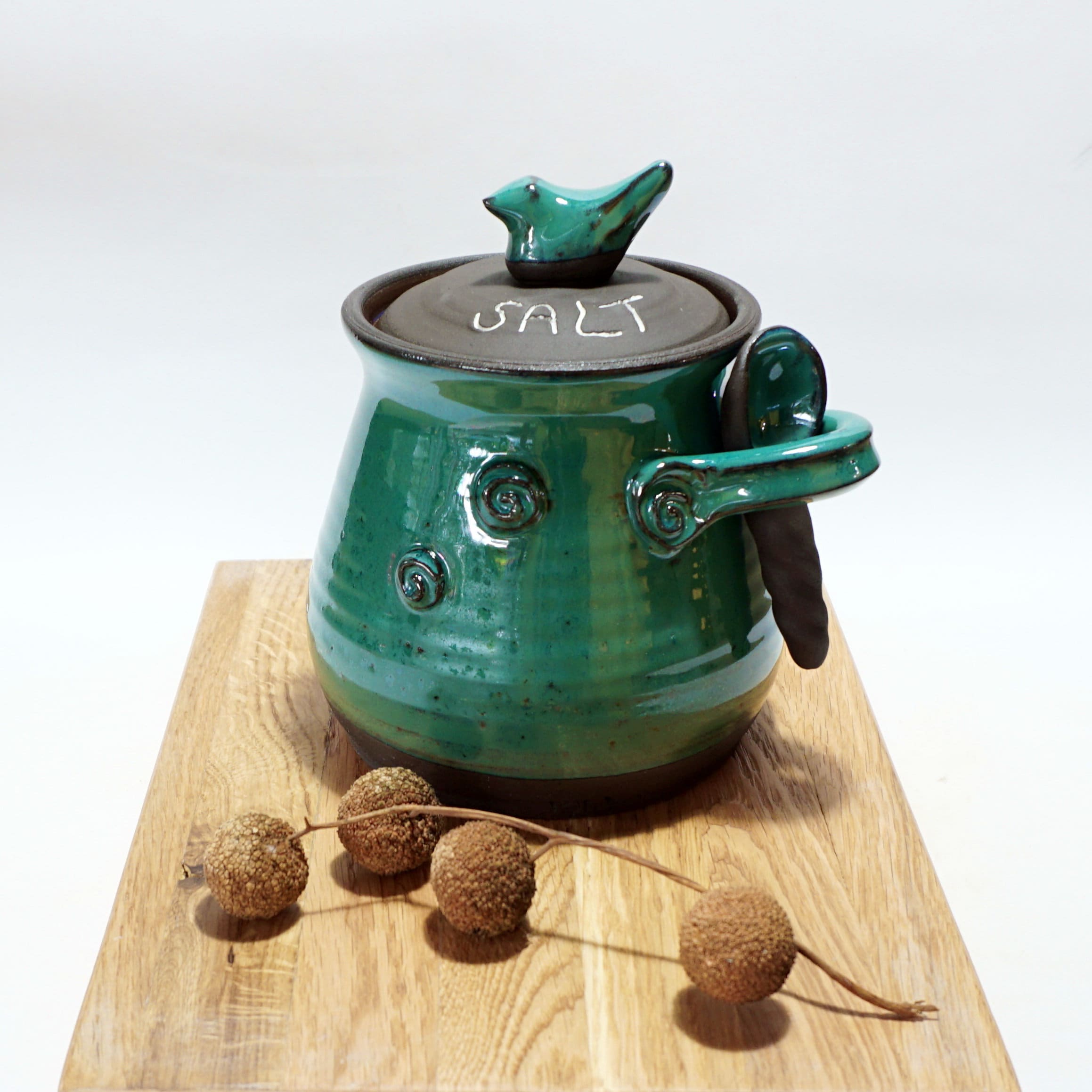 Blue Coarse salt cellar Handmade pottery salt container | Etsy