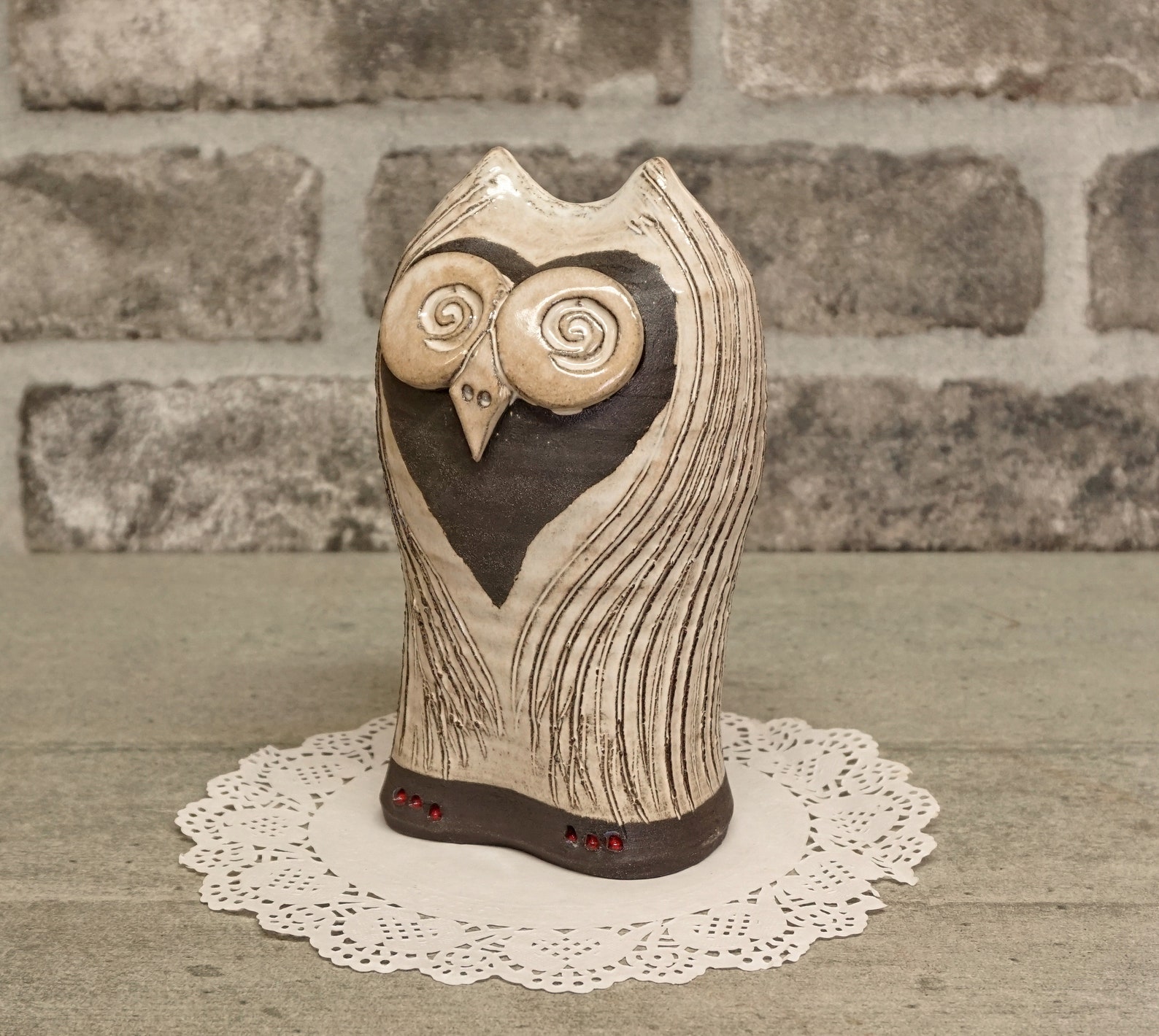 Ceramic Owl Decor Pottery Cream Owl Figure Handmade Owl - Etsy