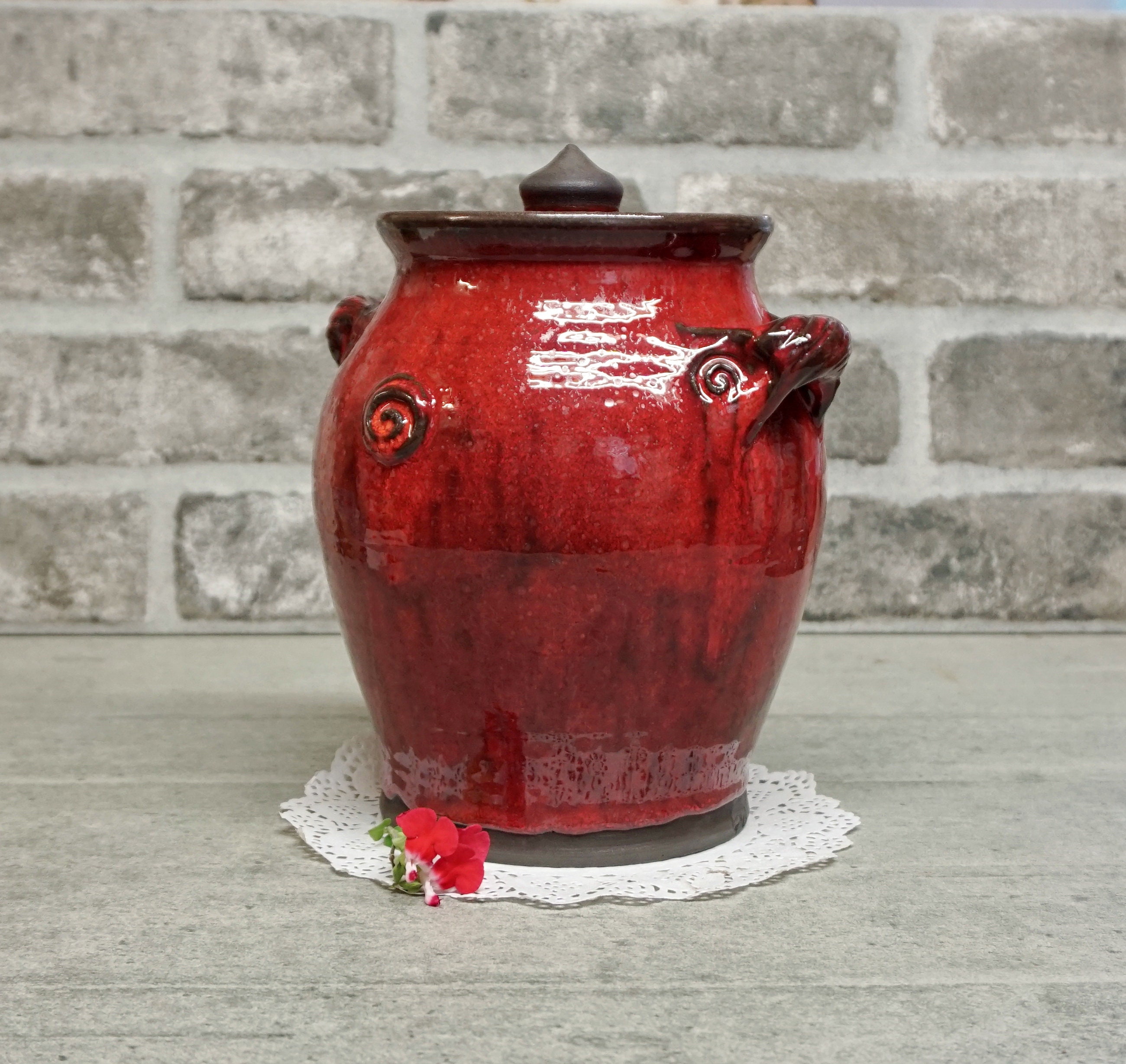 Red Color Big Jar Urn for Ashes Ceramic Urn for Ashes - Etsy