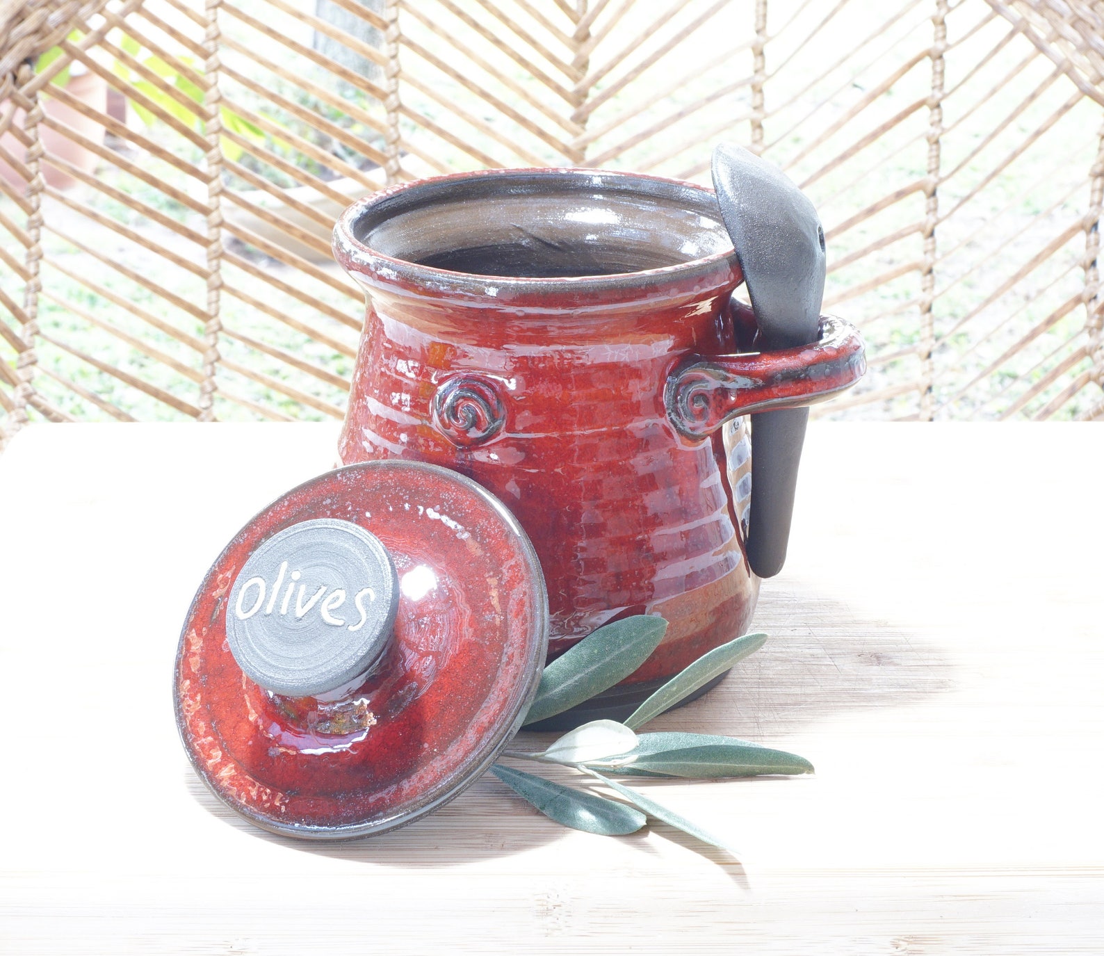 Ceramic Olives Jar Olives Container Red Container for - Etsy Israel