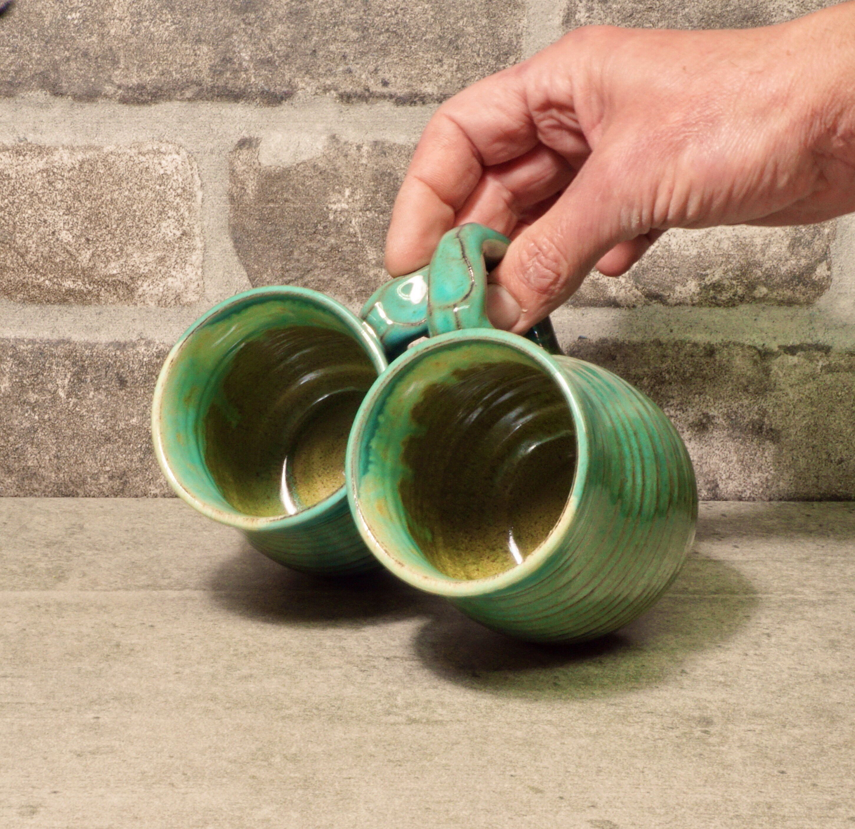 Two Blue Mugs Two Pottery Cups Pottery Coffee Mug 13 Oz - Etsy