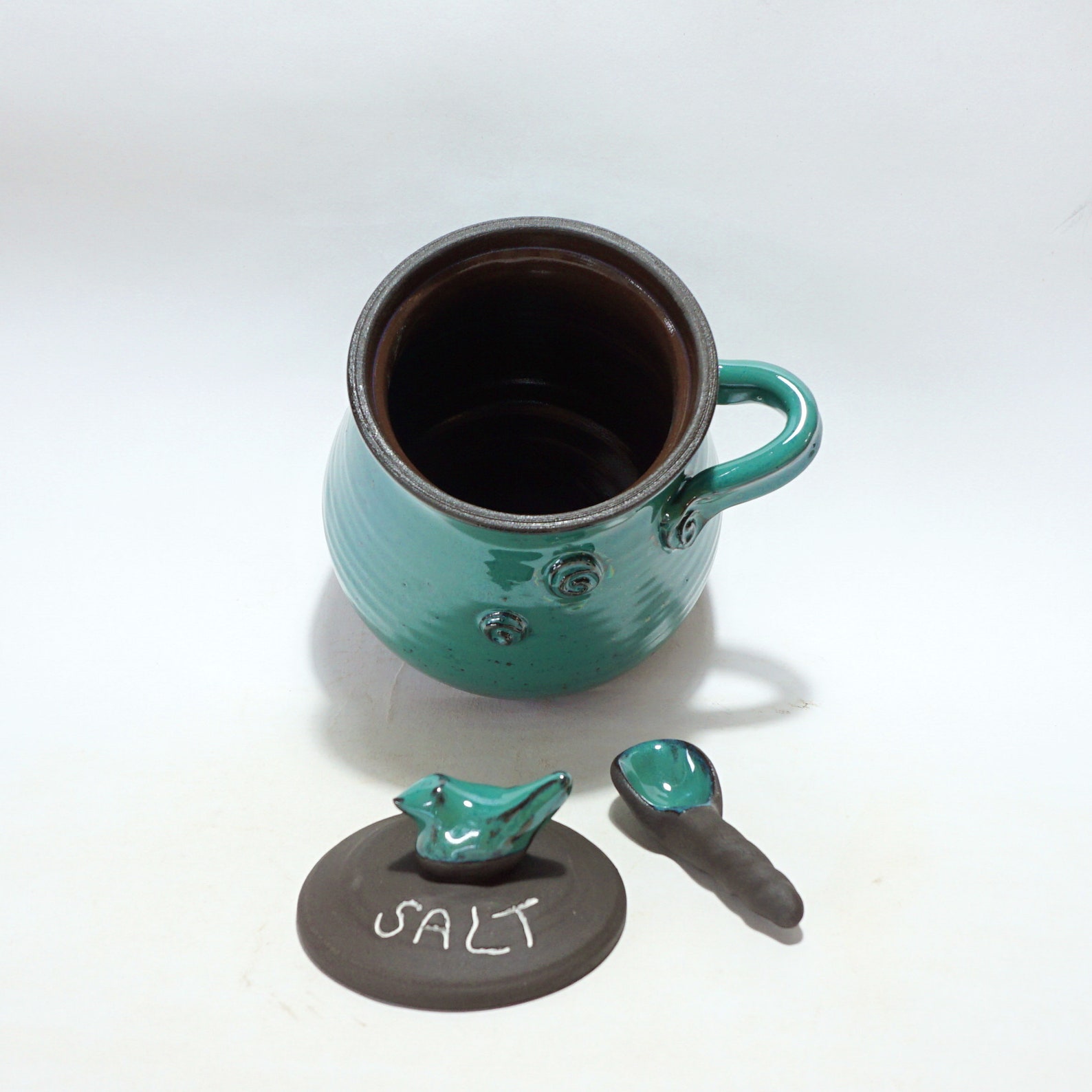 Blue Coarse Salt Cellar, Handmade Pottery Salt Container, Coarse Salt ...