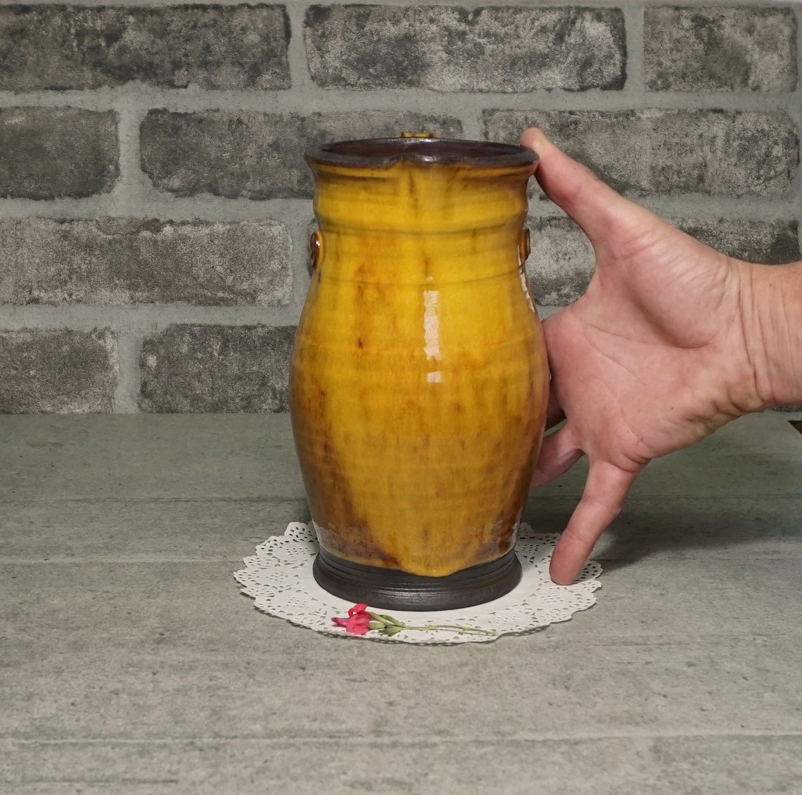 Yellow Pottery Pitcher 1.5 Liter Wheel Thrown Ceramic Jug - Etsy