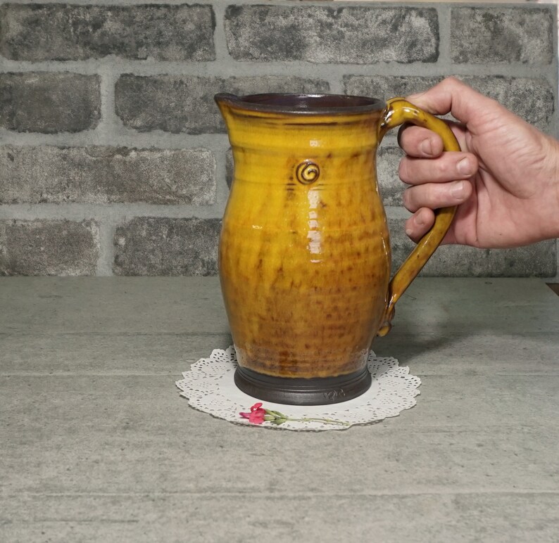 Yellow Pottery Pitcher 1.5 Liter Wheel Thrown Ceramic Jug - Etsy