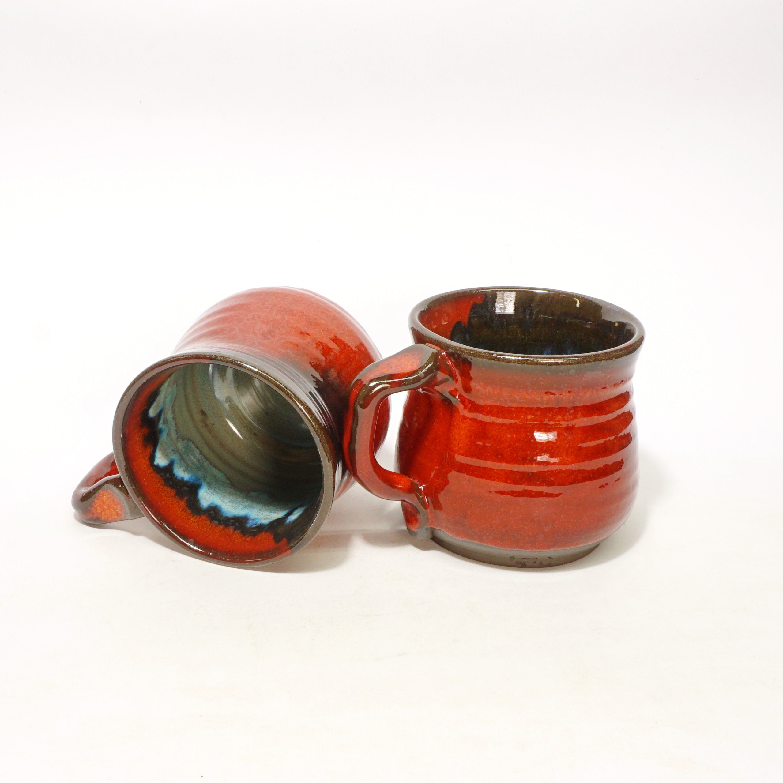 Red Pottery Coffee Mugs (set of 2) - Israeli Art, 12 Oz - Etsy