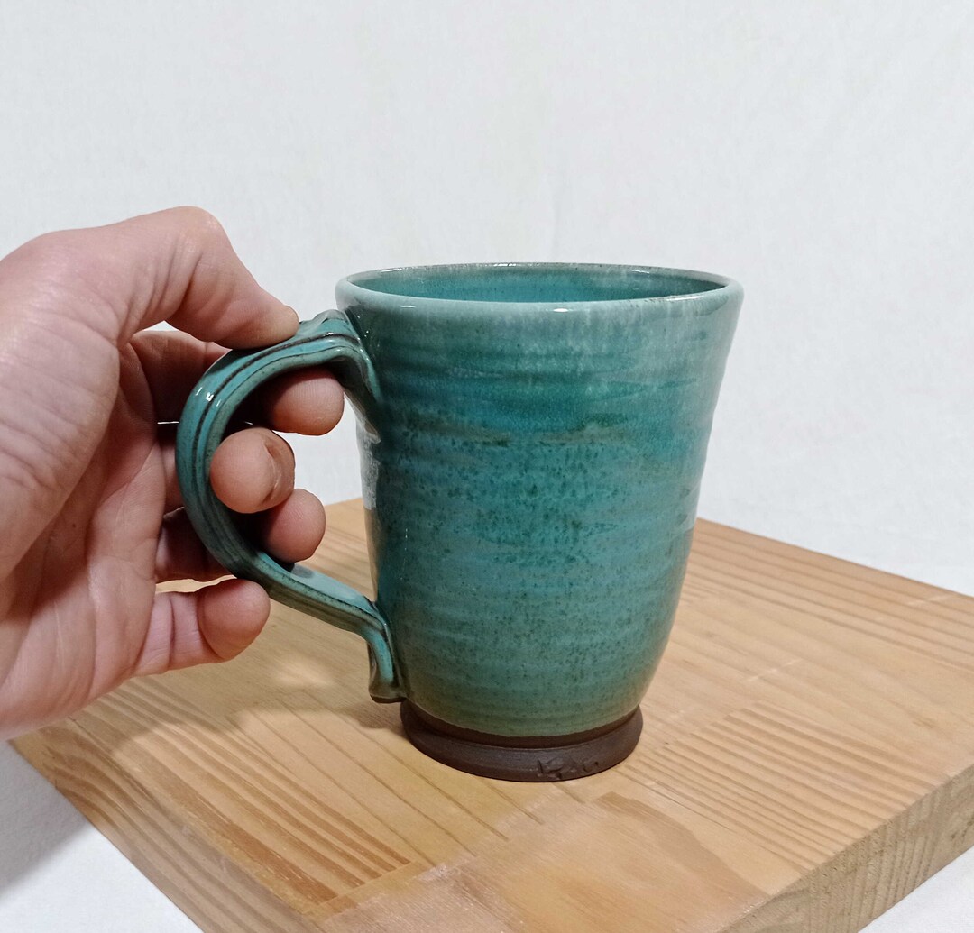 Handmade Ceramic Coffee Mug: 17 Oz Blue Pottery, Israeli Art - Etsy