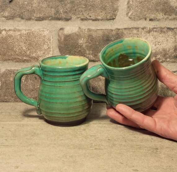 Two Blue Mugs Two Pottery Cups Pottery Coffee Mug 13 Oz - Etsy