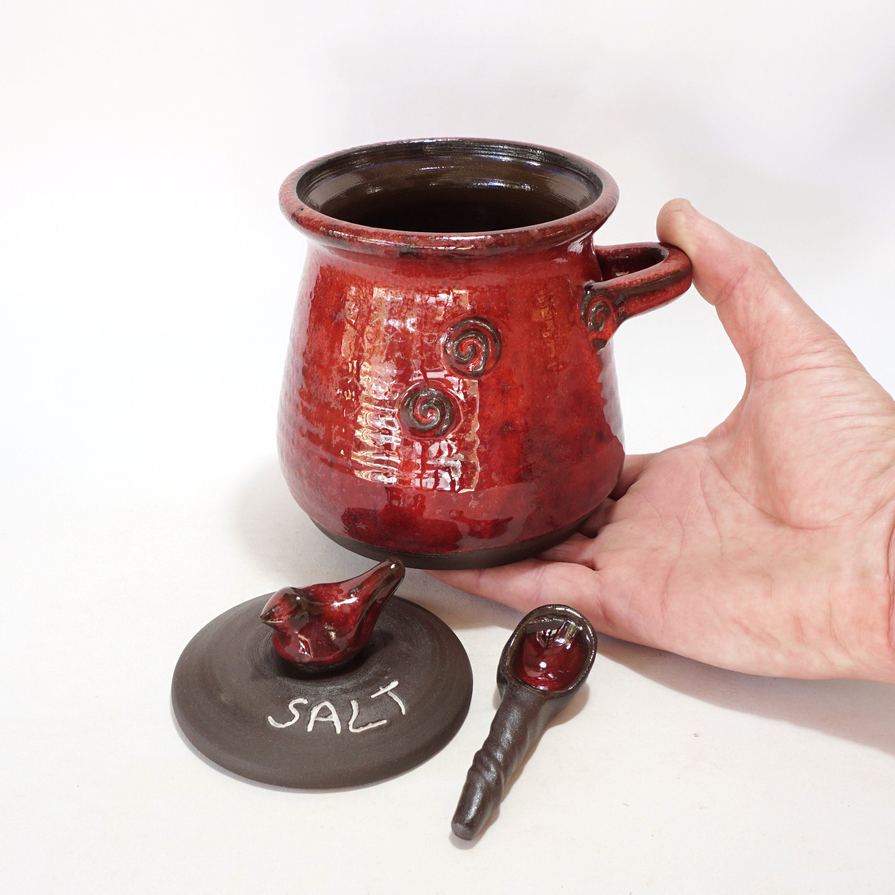 Coarse Salt Cellar Handmade Pottery Salt Container Red - Etsy