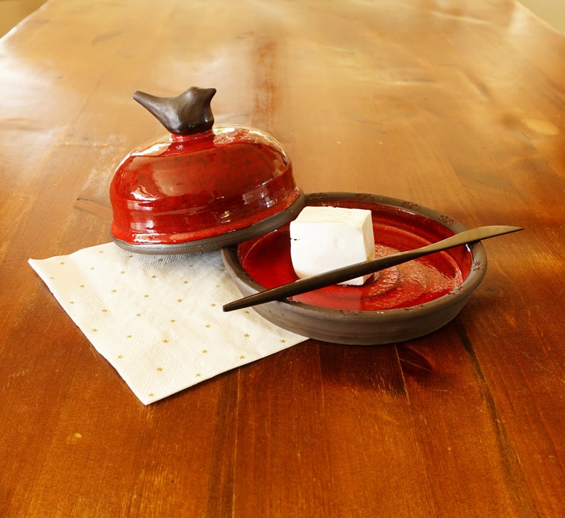 Ceramic Cheese Plate With Lid Glazed Pottery Retro Cheese | Etsy
