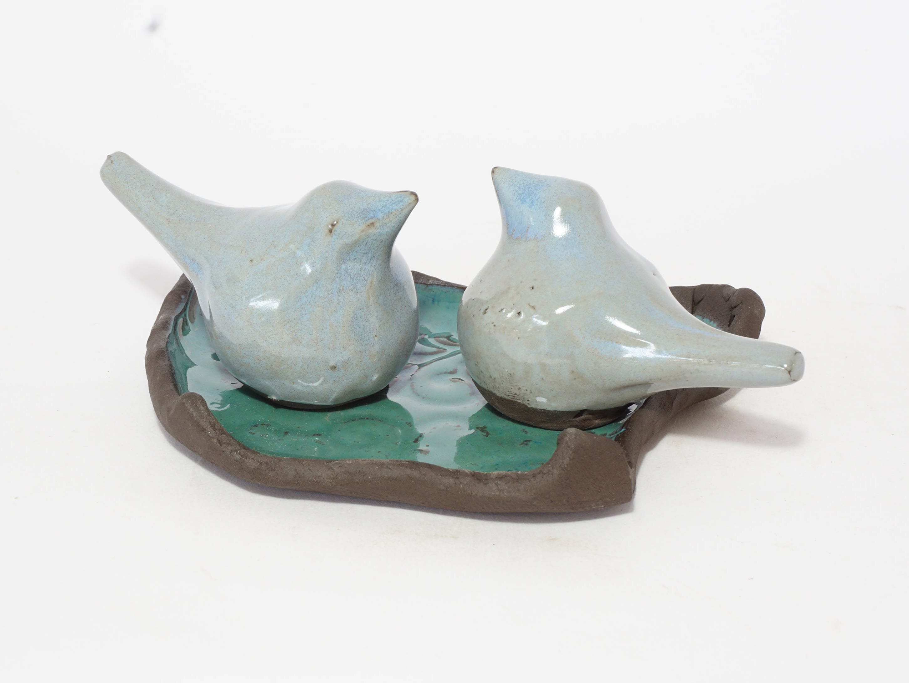 Two Sculpted Ceramic Birds on Tray Red Bird Pottery Bird | Etsy