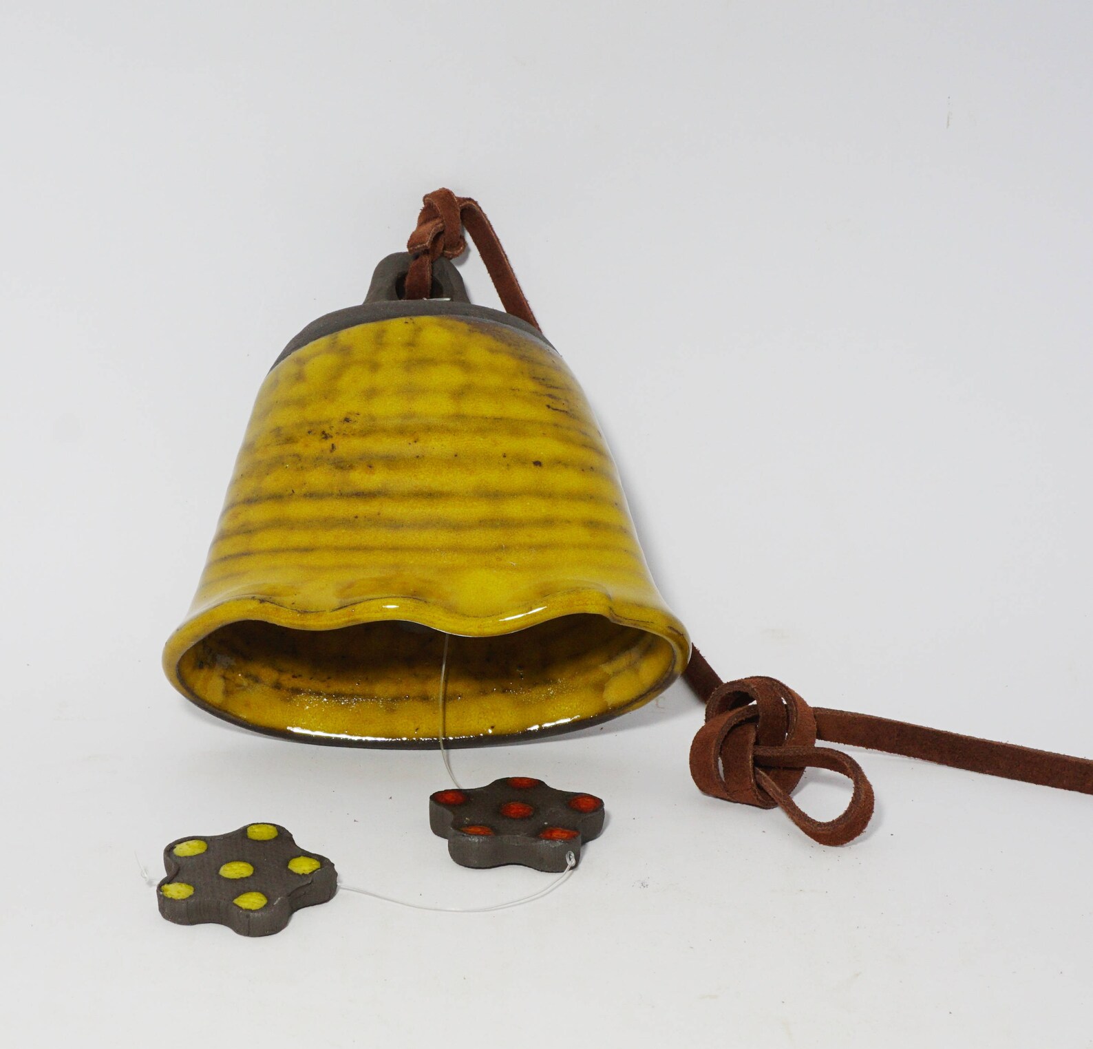 Two Ceramic Wall Bell Handmade Flat Back Wall Bells Pottery - Etsy