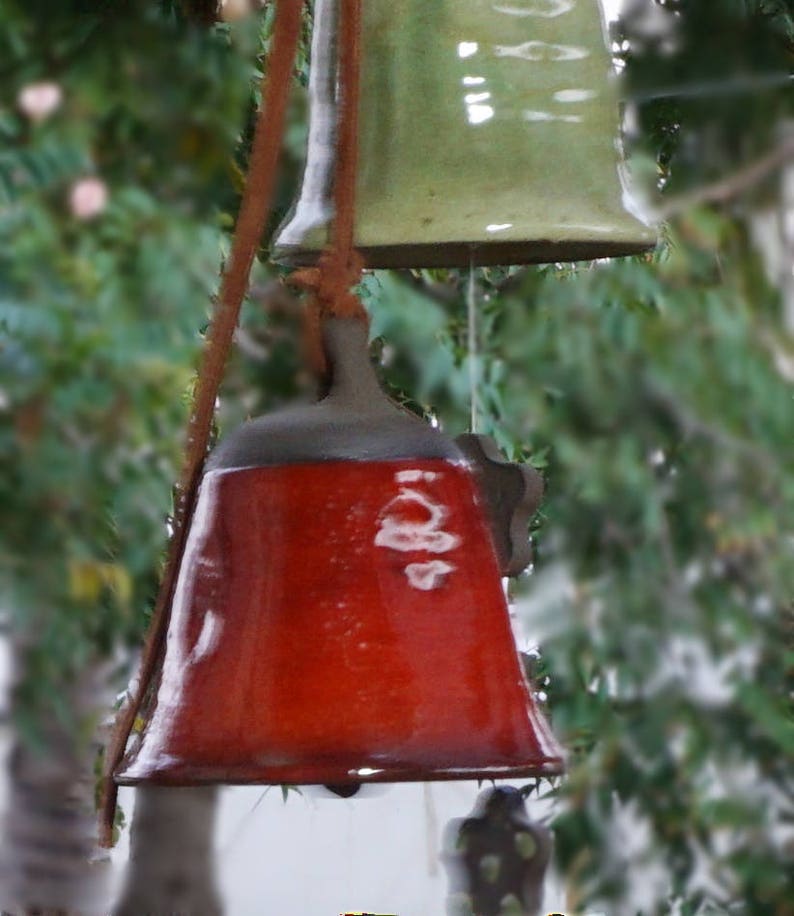 Ceramic Wind Bells Pottery Bells Outdoor Art Green and - Etsy