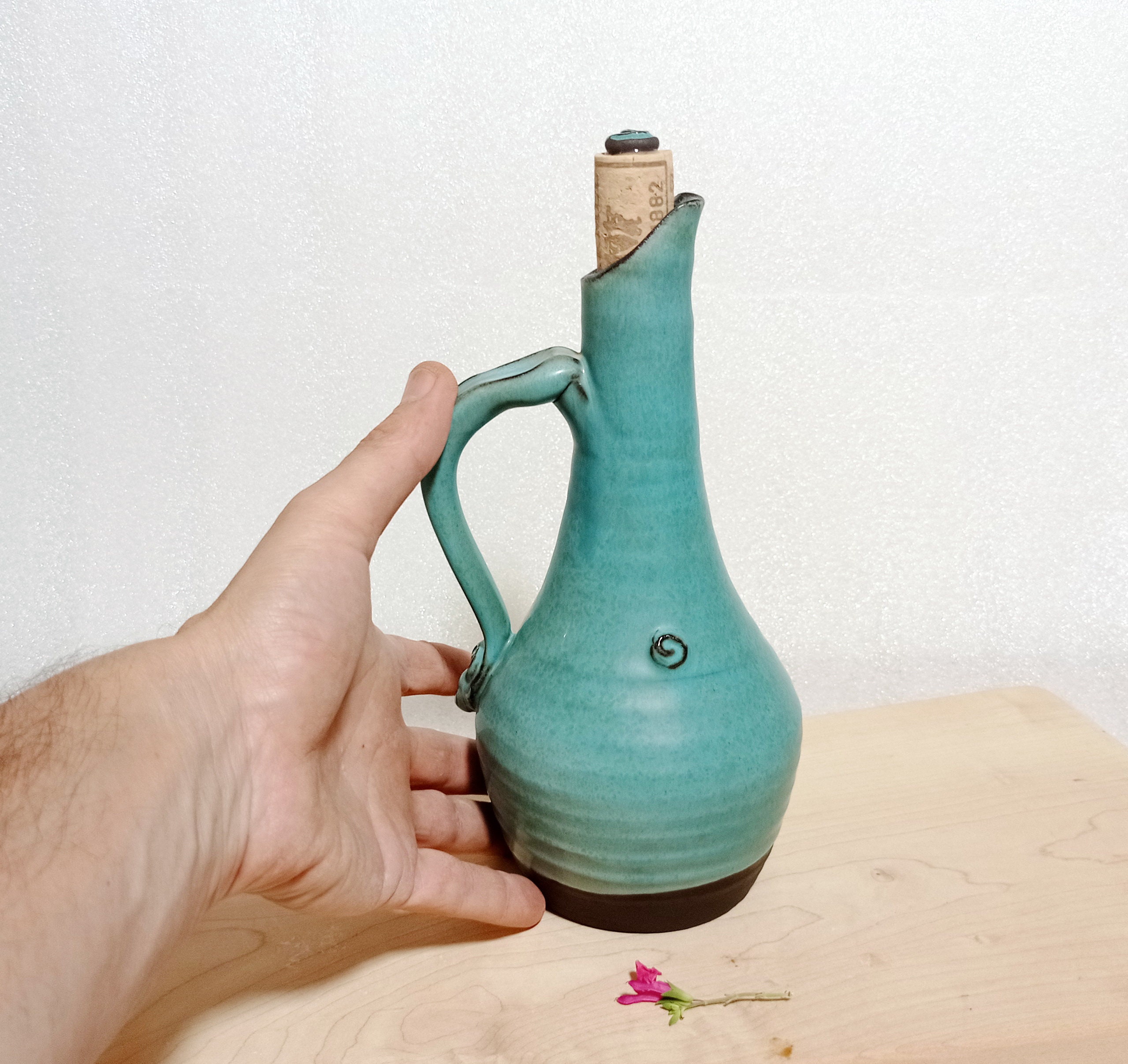 Ceramic Oil Container Blue Olive Oil Jar Vinaigrette - Etsy