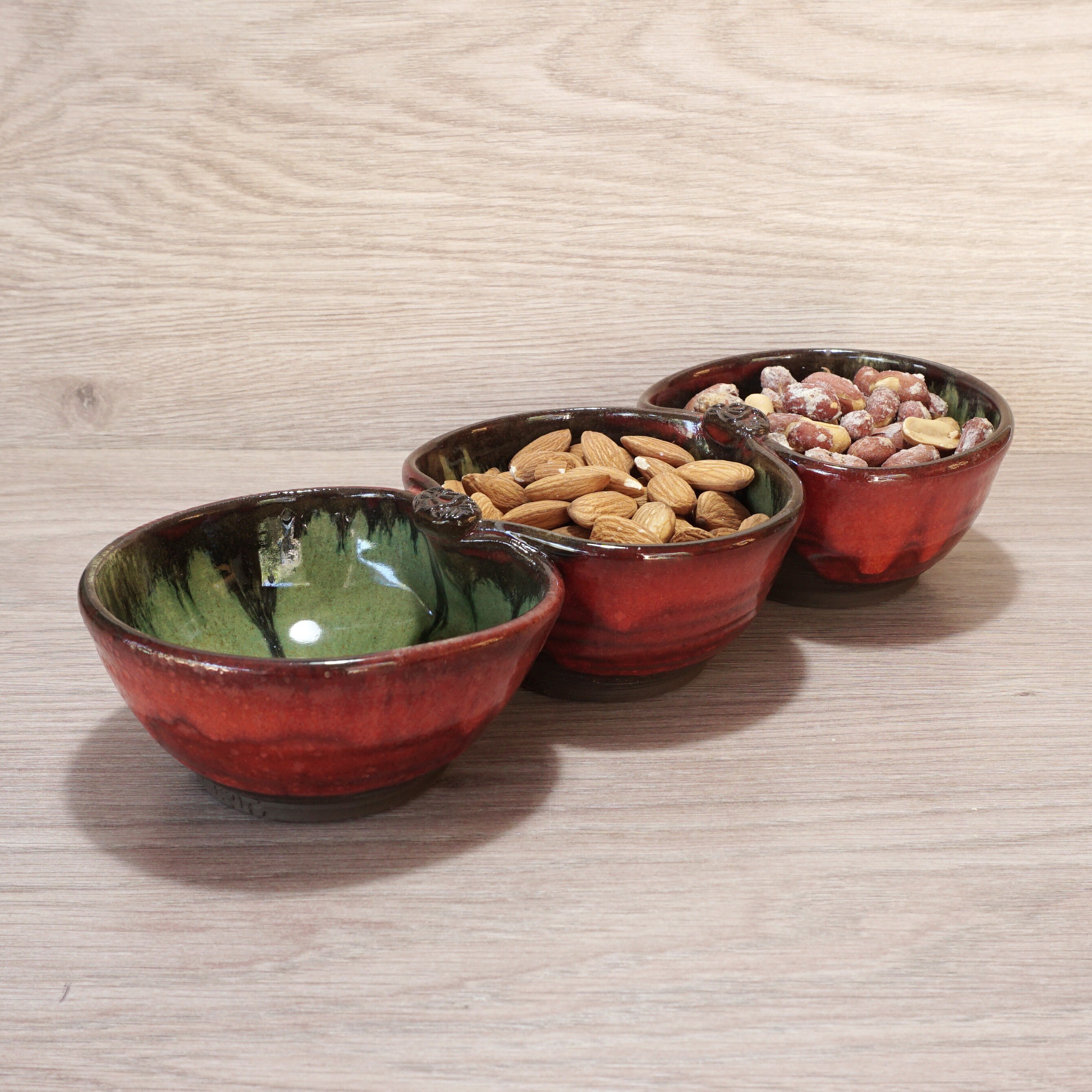 Ceramic Salsa Dip Red Bowls Pottery Serving Bowls Three | Etsy