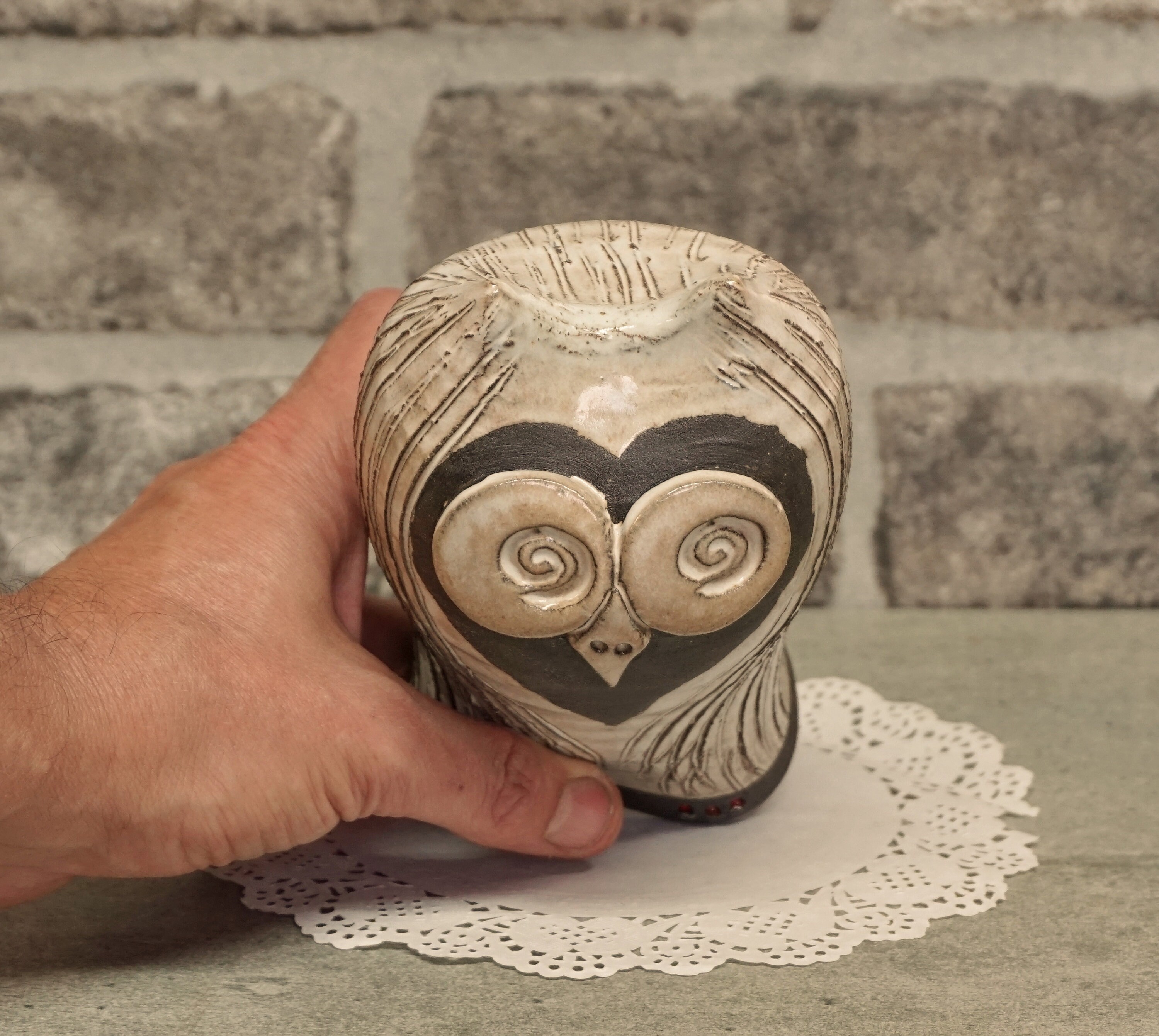 Ceramic Owl Decor Pottery Cream Owl Figure Handmade Owl - Etsy