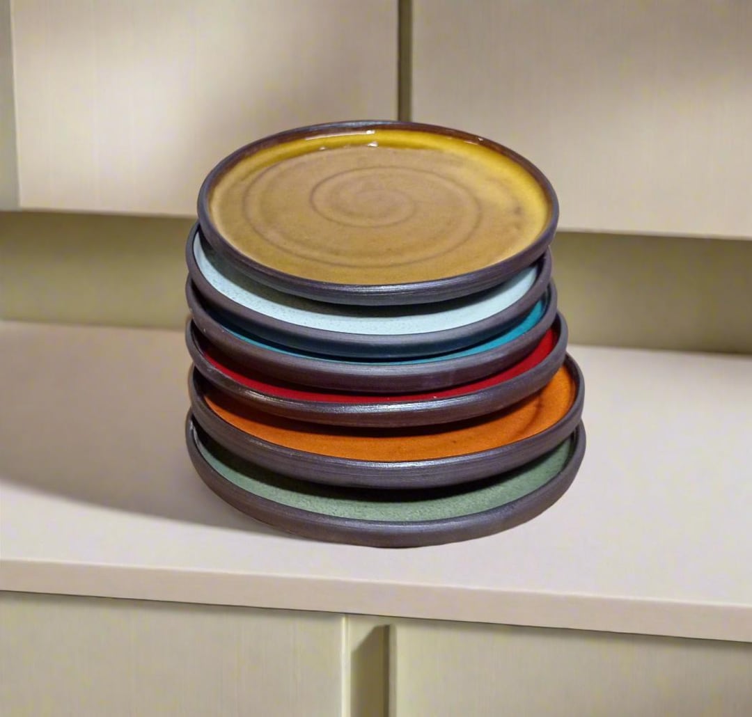 Handmade Ceramic Cake Plates: Colorful Pottery Dishes, Set of 6 - Etsy
