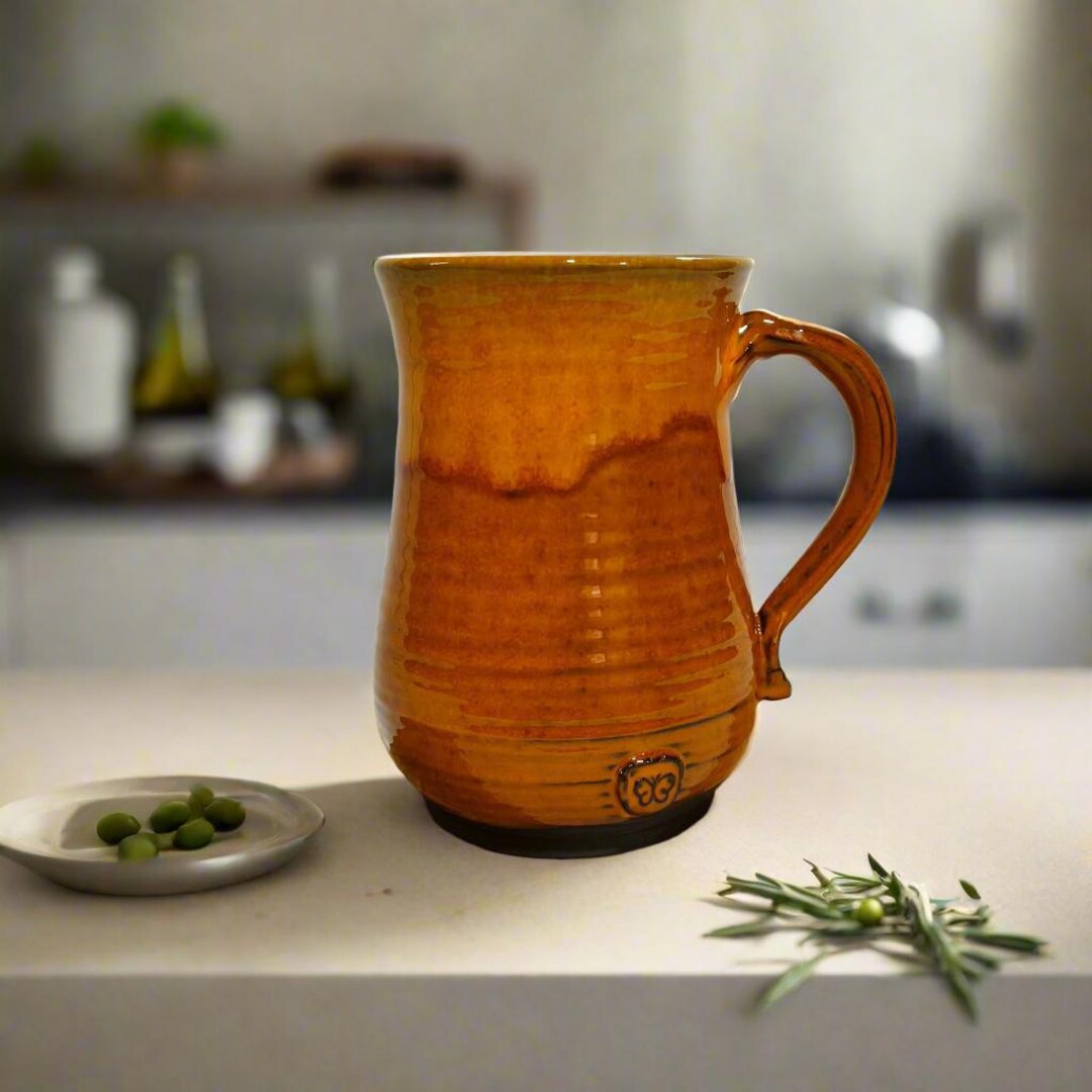 HUGE Orange Mug, 37.2 Oz of Coffee, Pottery GIANT Cup, Ceramic Mug ...