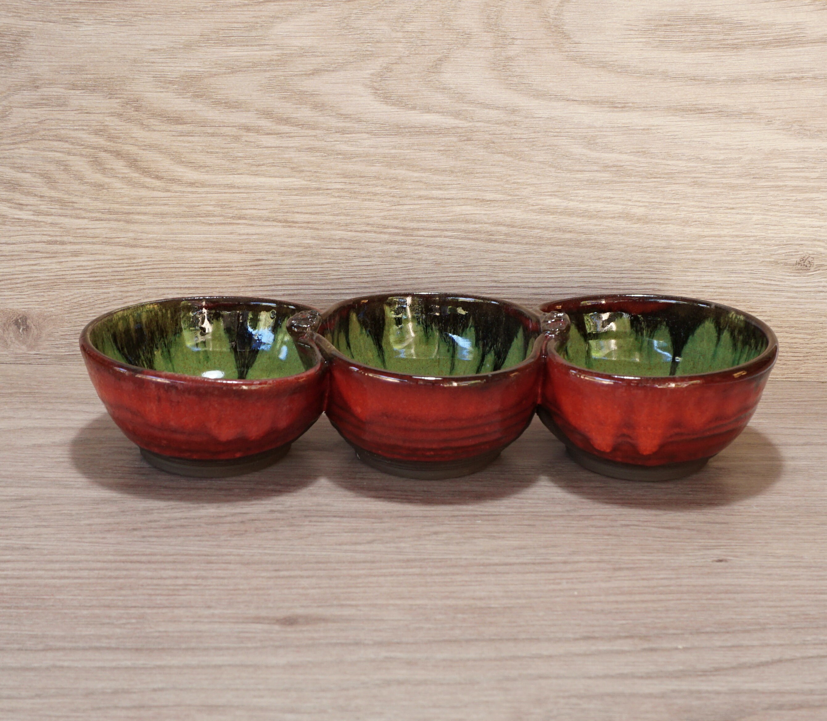 Ceramic salsa dip Red bowls Pottery serving bowls Three | Etsy