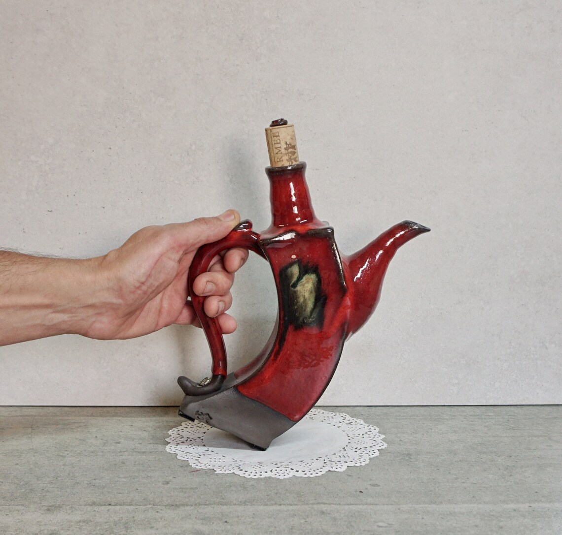 Ceramic Oil Container Red Ceramics Olive Oil Jar | Etsy