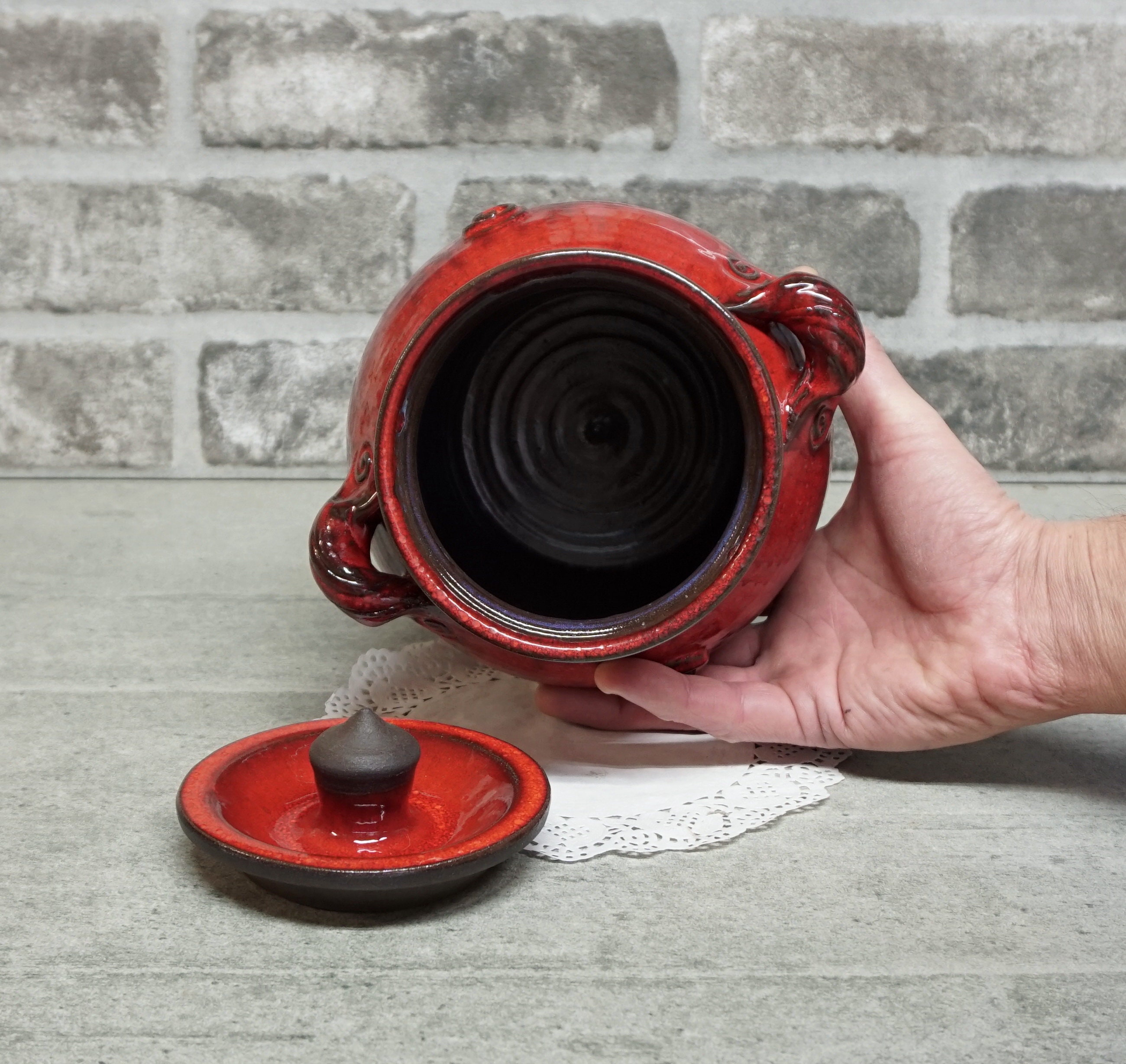 Red Color Big Jar Urn for Ashes Ceramic Urn for Ashes - Etsy