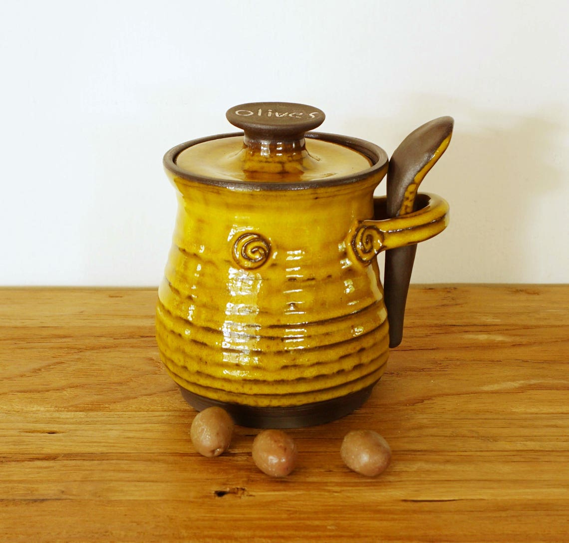 Ceramic olives jar Olives container Red container for | Etsy