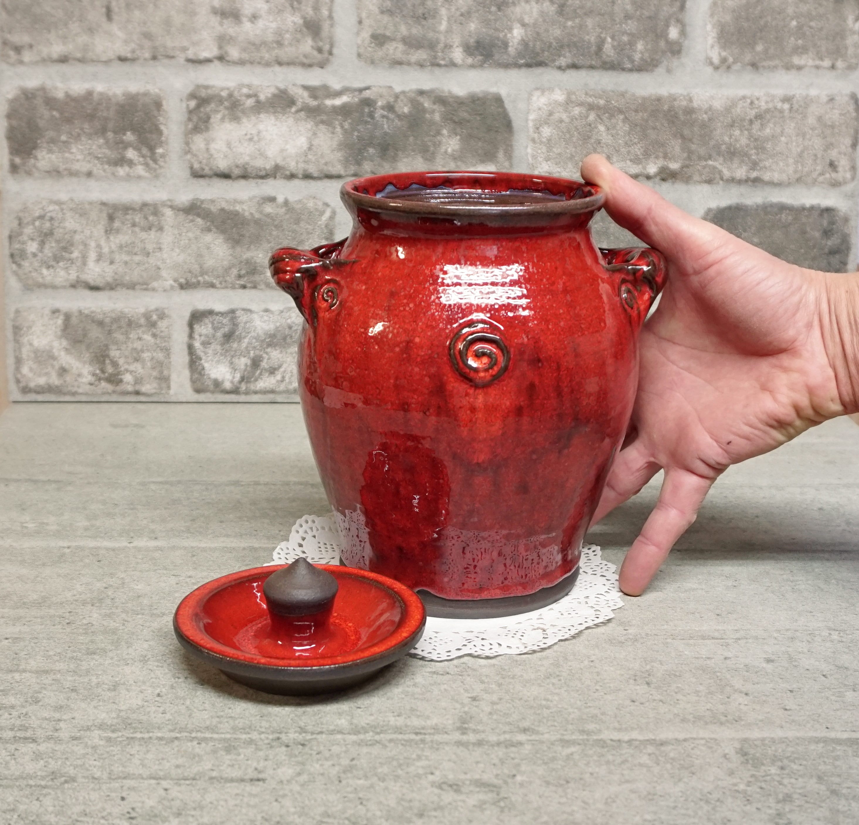 Red Color Big Jar Urn for Ashes Ceramic Urn for Ashes - Etsy