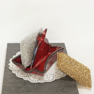 Double Sponge Holder, Ceramic Sponge Dish, Two Sponges, Blue Pottery ...