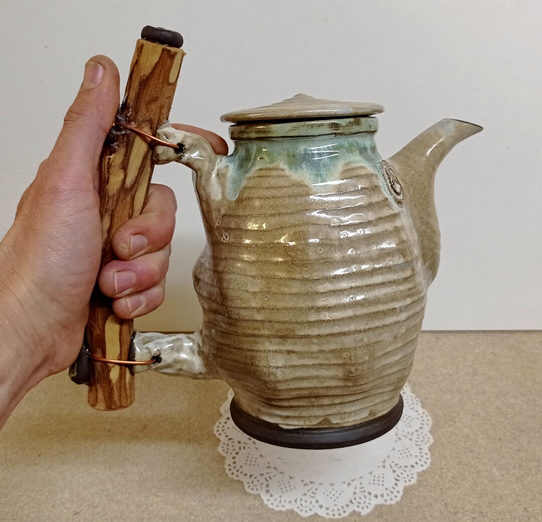 Cream Pottery Teapot, 54 Oz, 1.6 Liter Ceramic Tea Pot , Wheel Thrown ...