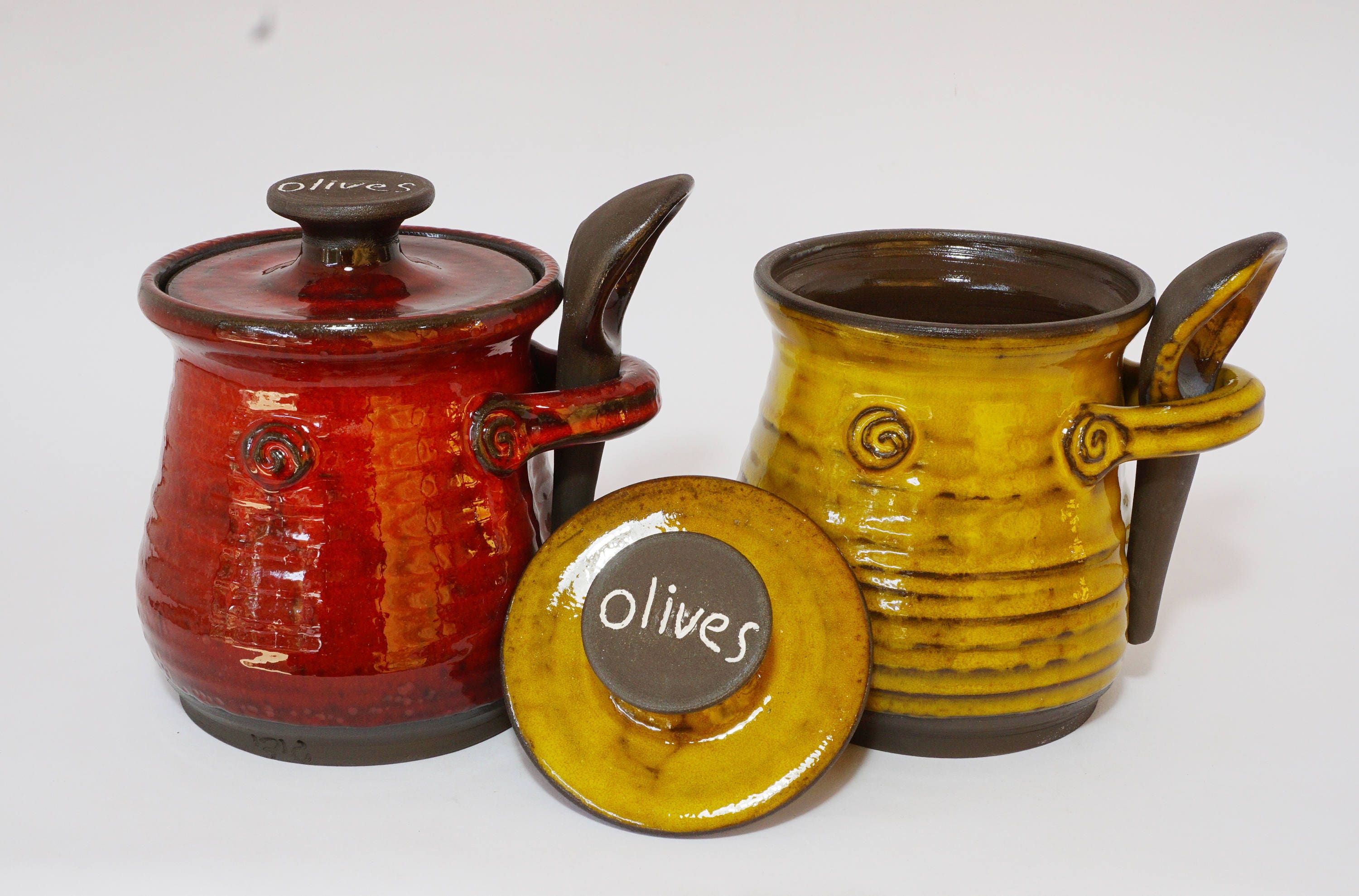 Ceramic Olives Jar Olives Container Red Container for - Etsy Israel