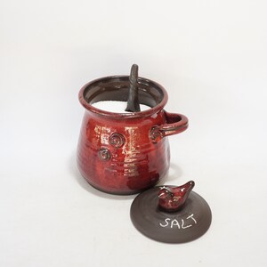Coarse Salt Cellar, Handmade Pottery Salt Container, Red Coarse Salt ...
