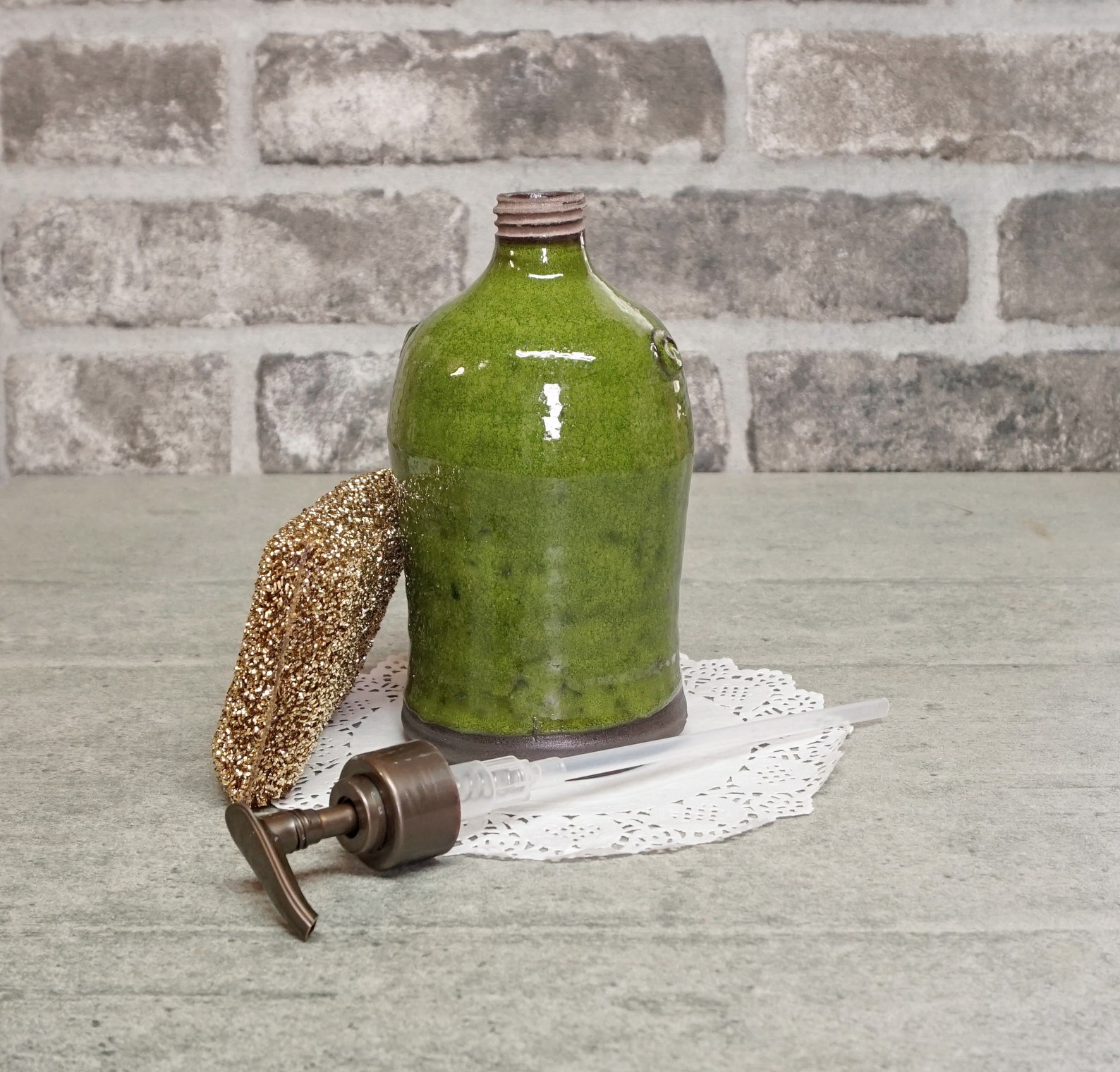 Ceramic Soap Dispenser Deep Green Glaze Soap Dispenser - Etsy