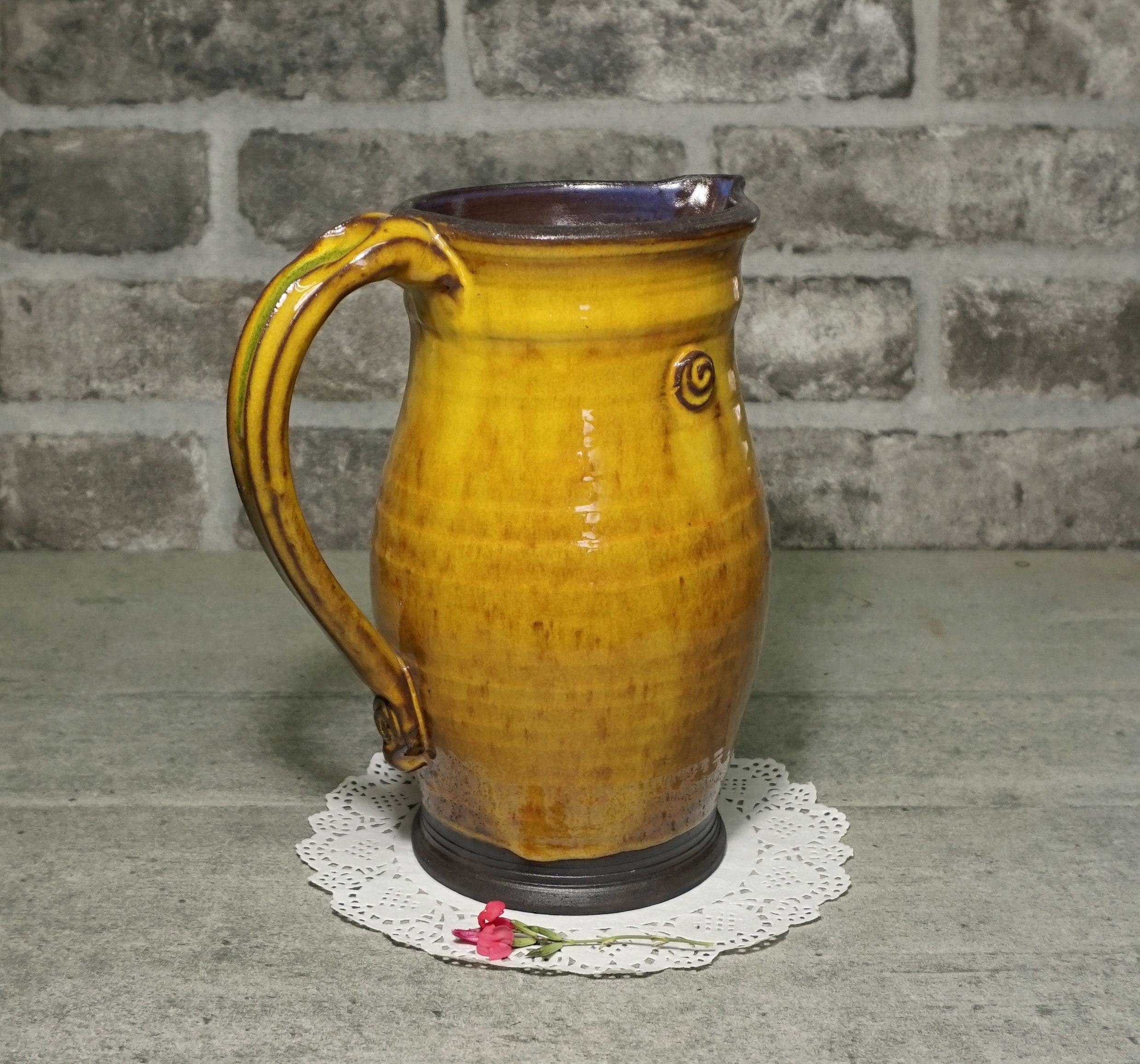 Yellow Pottery Pitcher 1.5 Liter Wheel Thrown Ceramic Jug - Etsy