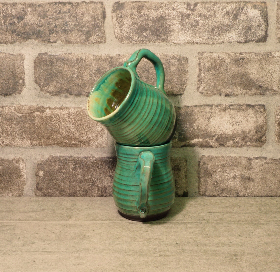 Two Blue Mugs Two Pottery Cups Pottery Coffee Mug 13 Oz - Etsy