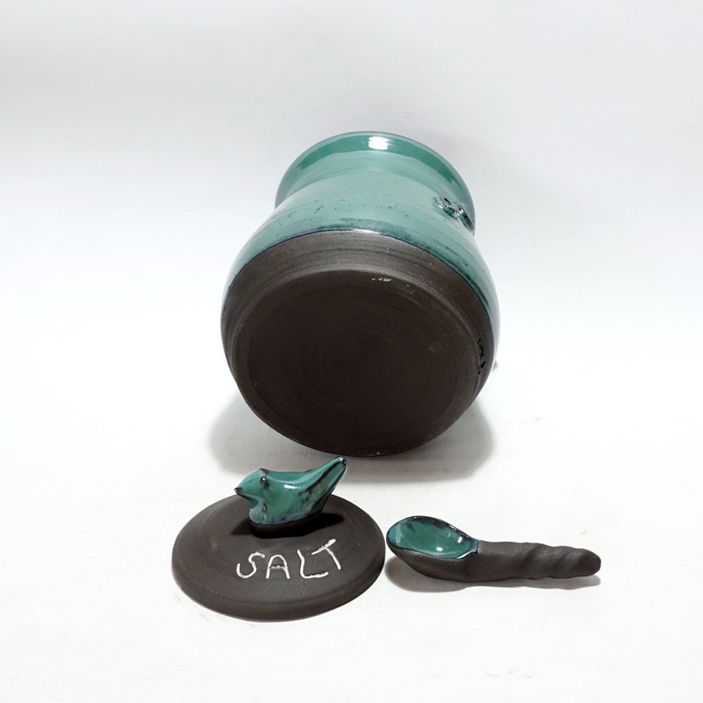Blue Coarse Salt Cellar, Handmade Pottery Salt Container, Coarse Salt ...