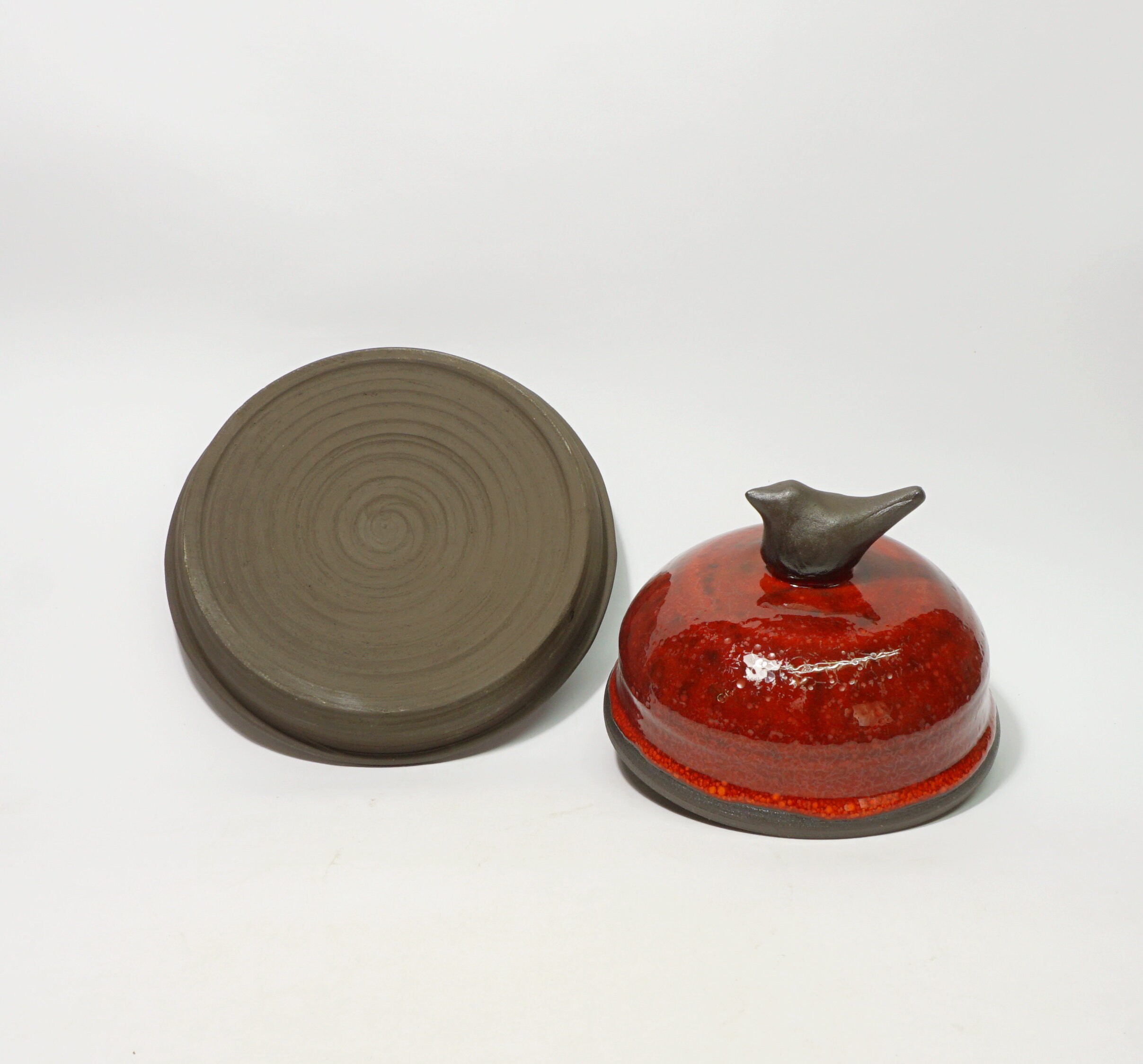 Ceramic Cheese Plate With Lid Glazed Pottery Retro Cheese | Etsy