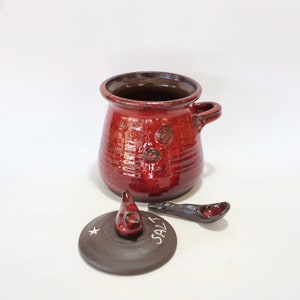 Coarse Salt Cellar, Handmade Pottery Salt Container, Red Coarse Salt ...