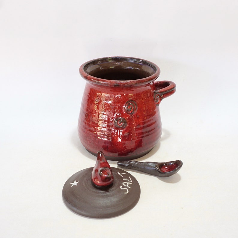 Coarse Salt Cellar Handmade Pottery Salt Container Red - Etsy
