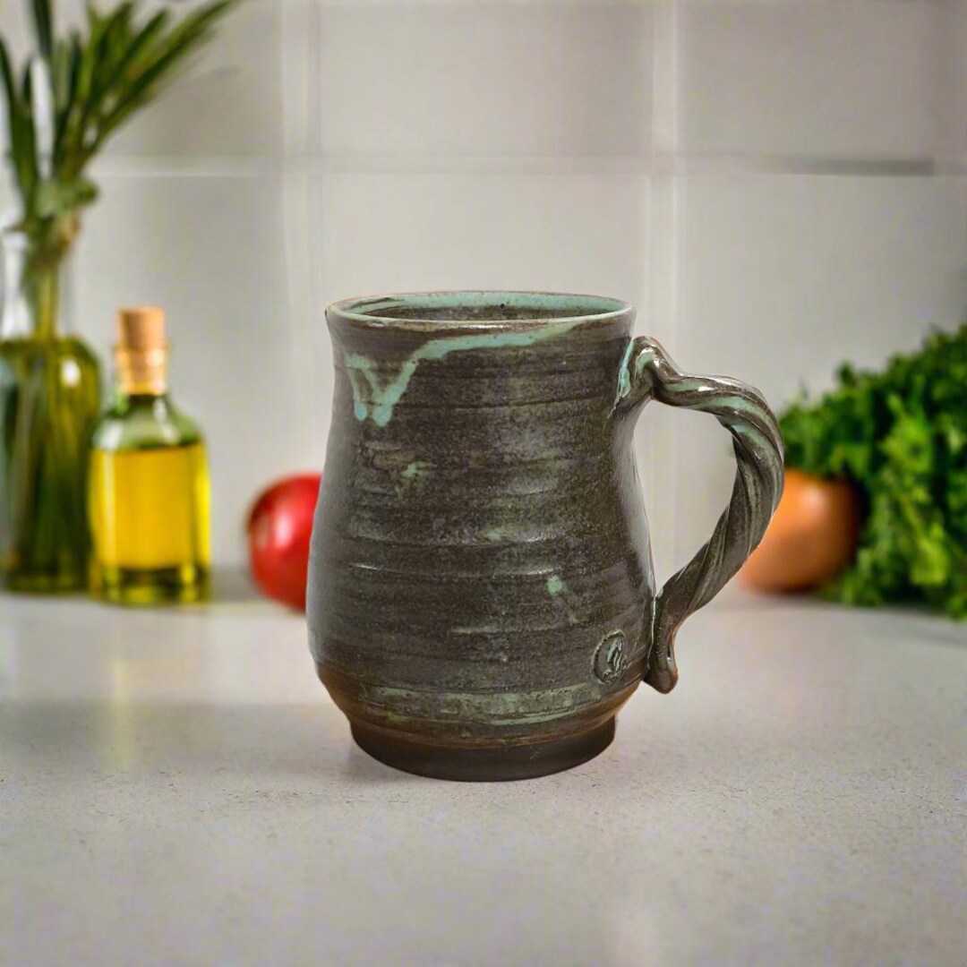 BIG Handmade Mug, 23.6 Oz Pottery Coffee Mug, 700 Ml Ceramic Cup, Gray ...