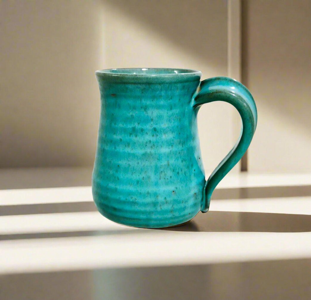 Big Blue Mug, 21 Oz of Coffee, Pottery Big Cup, Ceramic Mug, Blue Mug ...