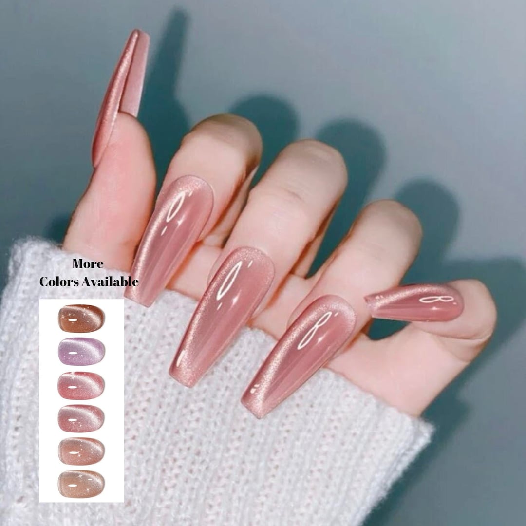 Dusty Pink Cat Eye Nails New Nail Trend Jelly Nail Polish - Etsy