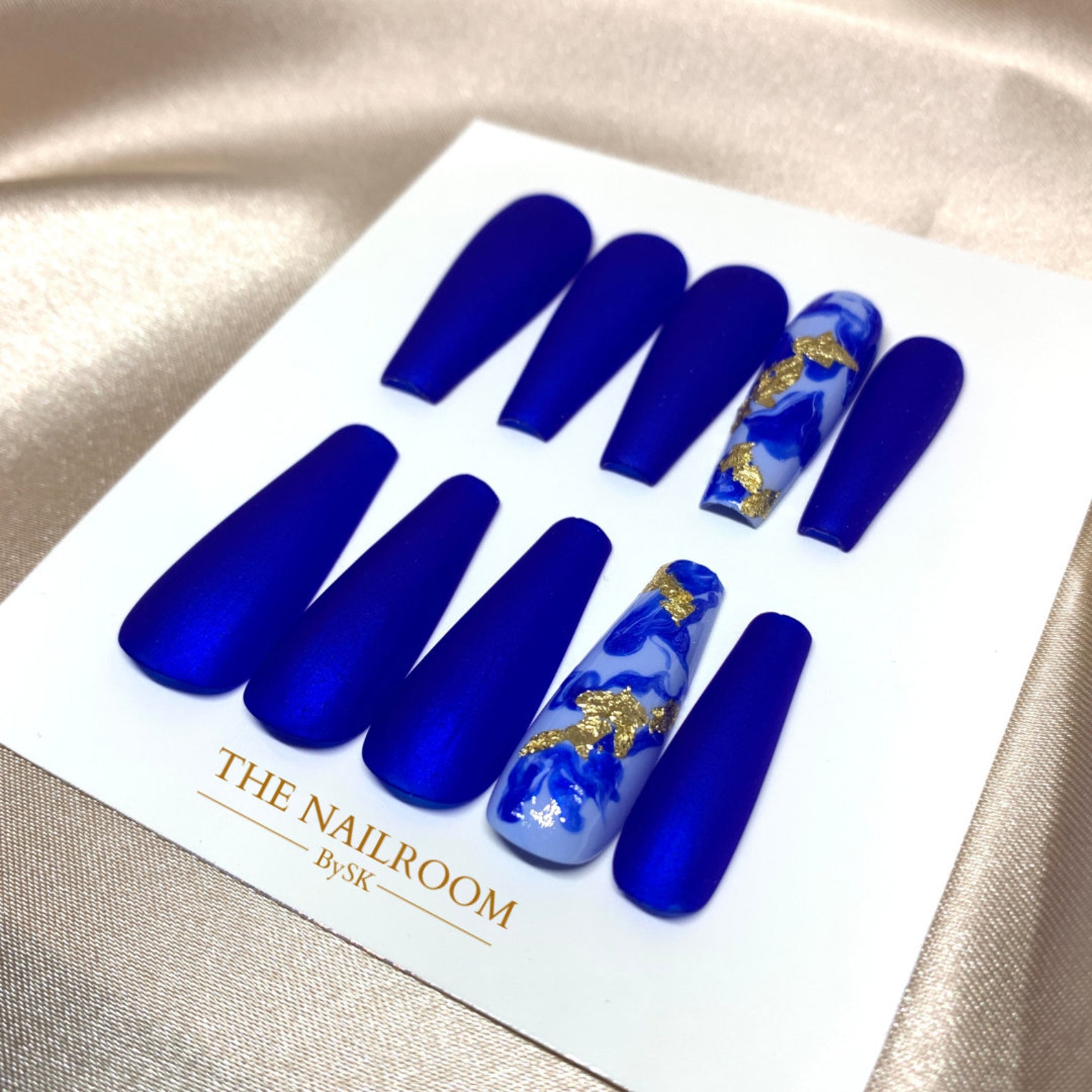 Classic Royal Blue Press on Nails/ Custom Press on Nails/ | Etsy