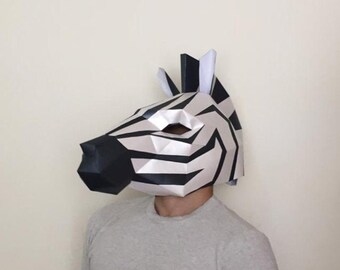 Zebra Mask Printable, Paper DIY for Kids and Adults. PDF Template ...