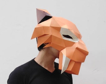 Smilodon Mask Printable Halloween Costume Sabertooth Tiger Prehistoric ...