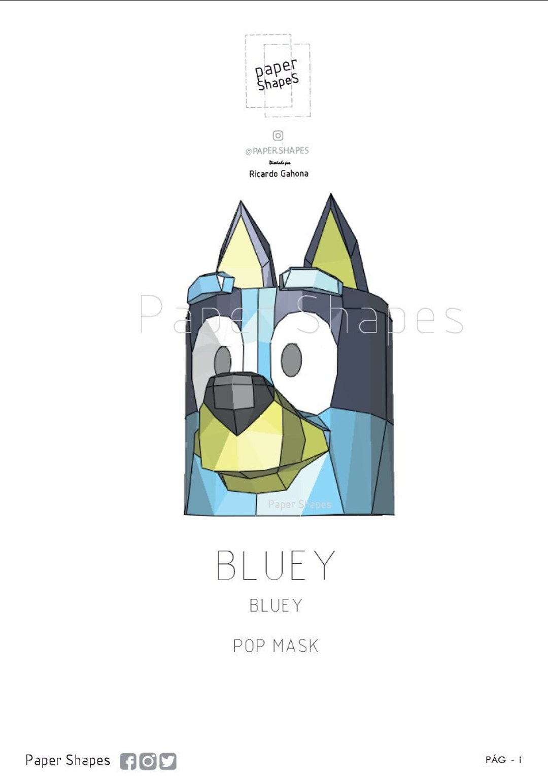 BLUEY DIY MASK - Etsy España