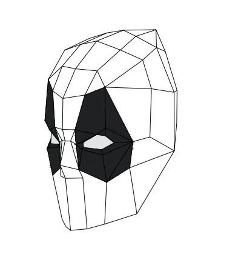 Deadpool Mask Paper Shapes | Etsy