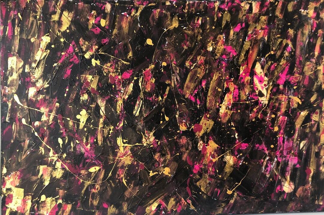 Original Abstract Splatter Painting on Canvas | 24 X 36 - Etsy