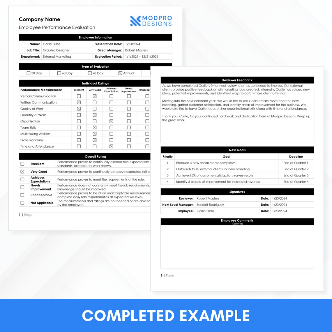 Employee Performance Evaluation & Salary Review Templates (MS Word) - Etsy