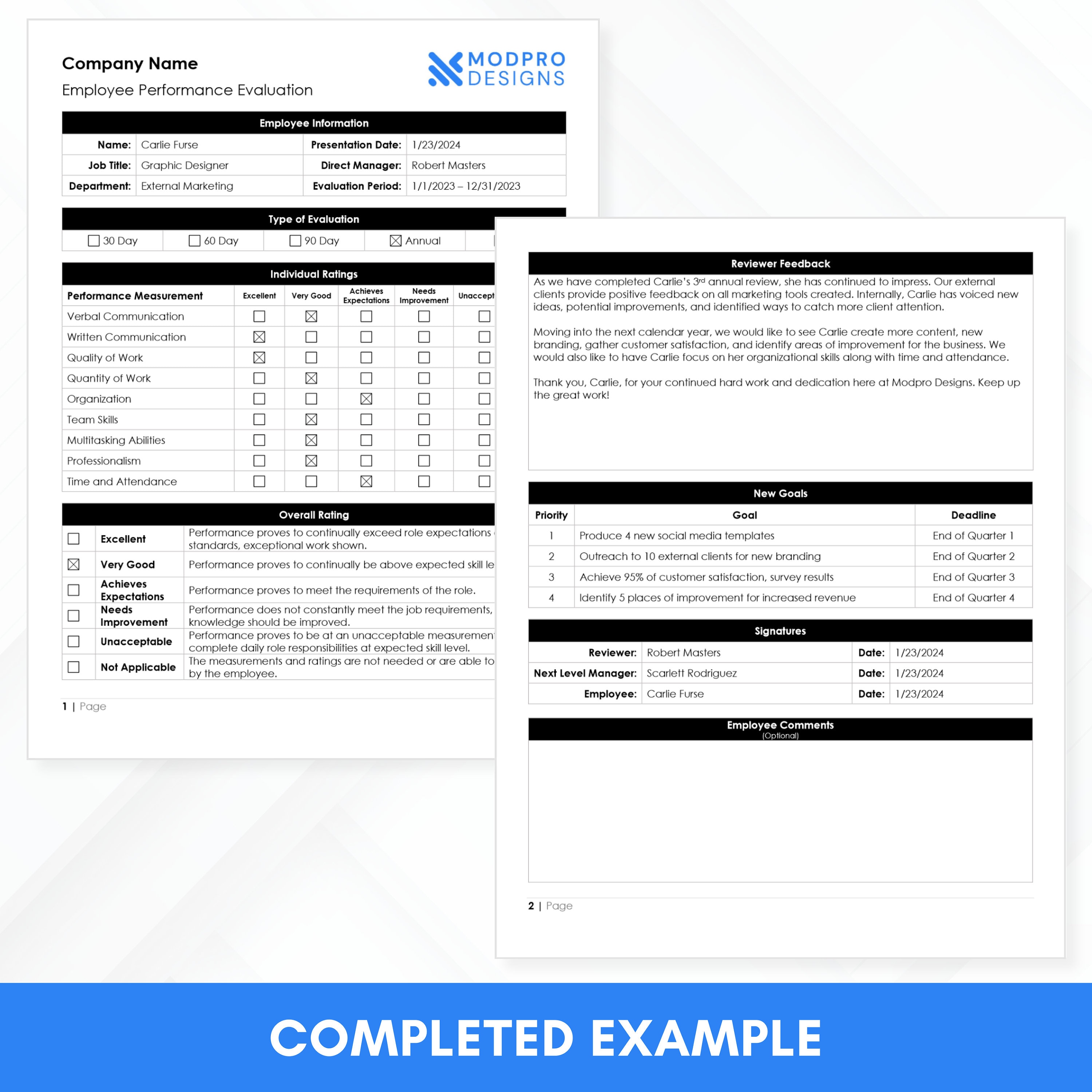Employee Performance Evaluation & Salary Review Templates (MS Word) - Etsy