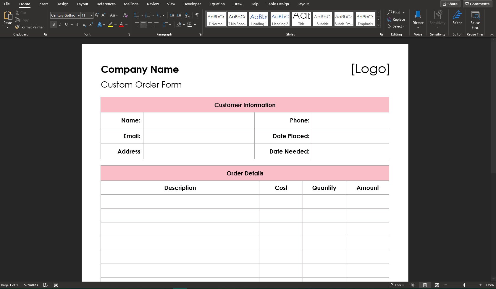 Custom Order Form Template-professional - Etsy